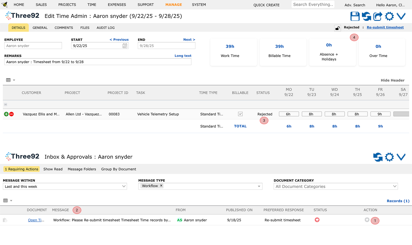 Correcting a Timesheet